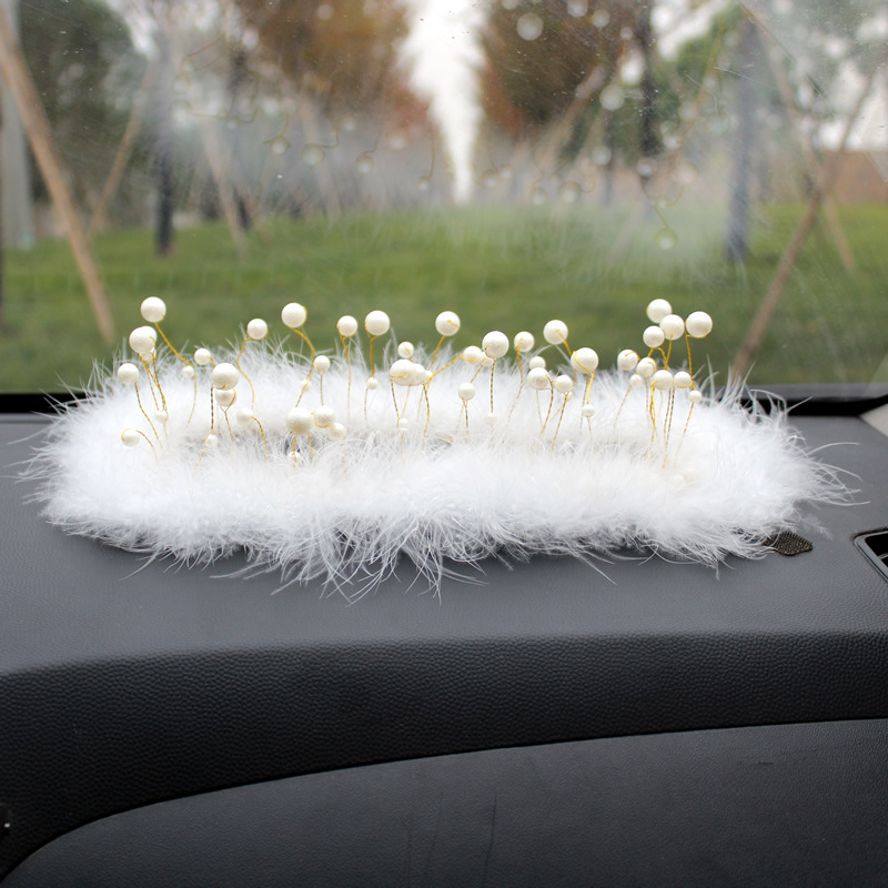 Pearl Crown feather mobile phone anti-slip mat creative car supplies ...