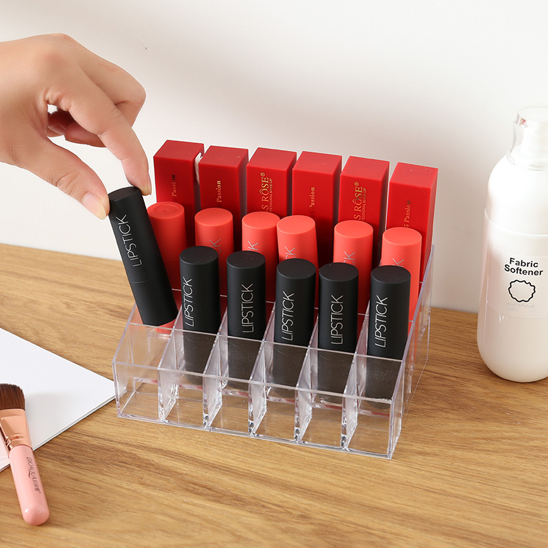 Transparent Multi-grid Lipstick Storage Box 24-grid Lipstick Display ...